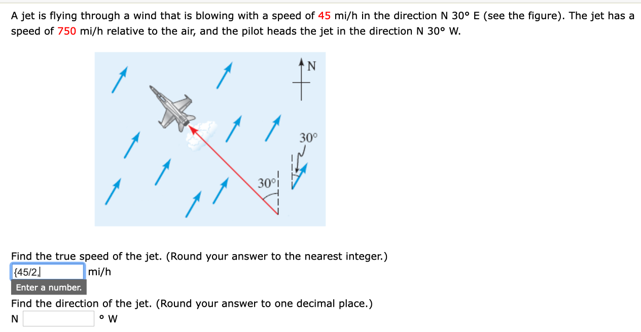 Solved A jet is flying through a wind that is blowing with a | Chegg.com