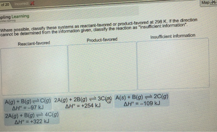 Solved of 20 Incorrect Map oa pling Learning milan lpaning | Chegg.com