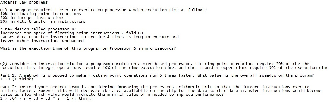 Solved Q1) A program requires 1msec to execute on processor | Chegg.com