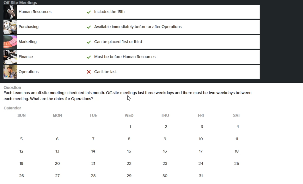 Solved Each team has an off-site meeting scheduled this | Chegg.com