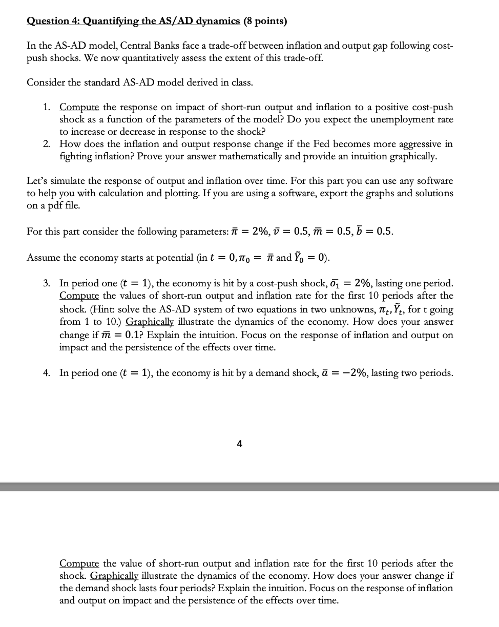 Solved Question 4: Quantifying the AS/AD dynamics (8 points) | Chegg.com