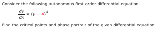 Solved Consider the following autonomous first-order | Chegg.com