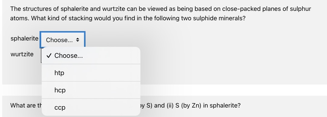 Solved The structures of sphalerite and wurtzite can be | Chegg.com