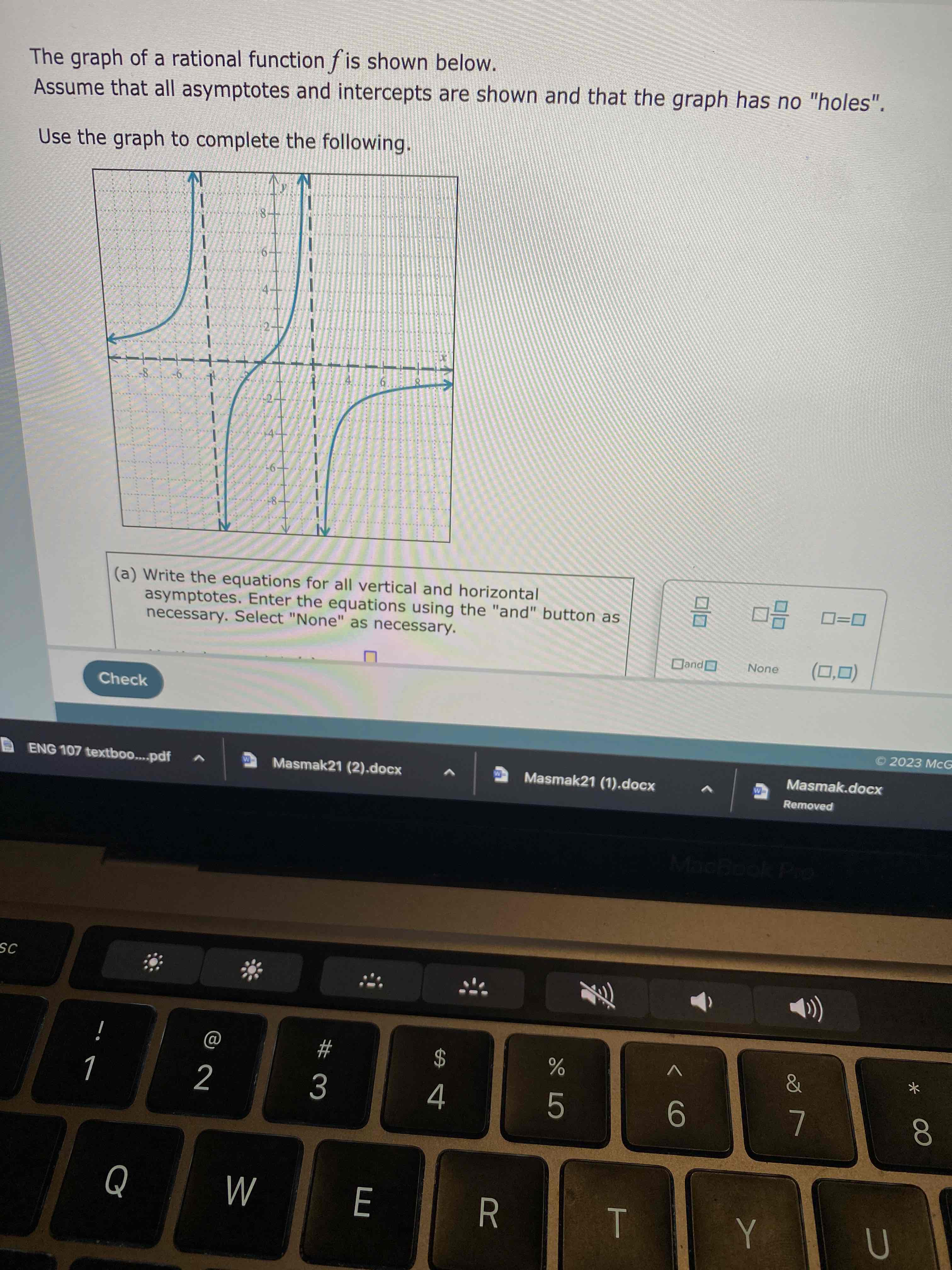 Solved The graph of a rational function f is shown below. | Chegg.com