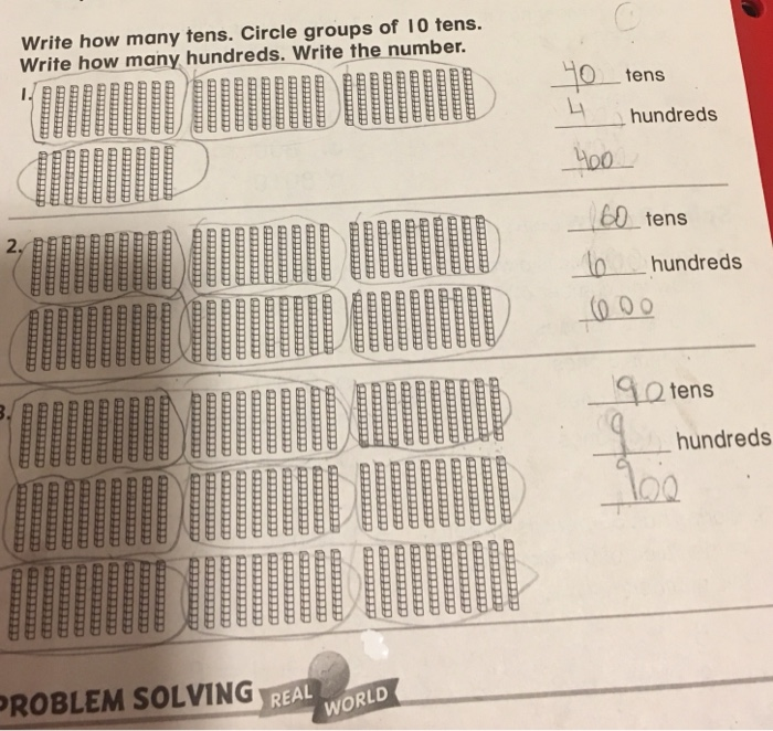 Solved Write how many tens. Circle groups of 10 tens. Write | Chegg.com