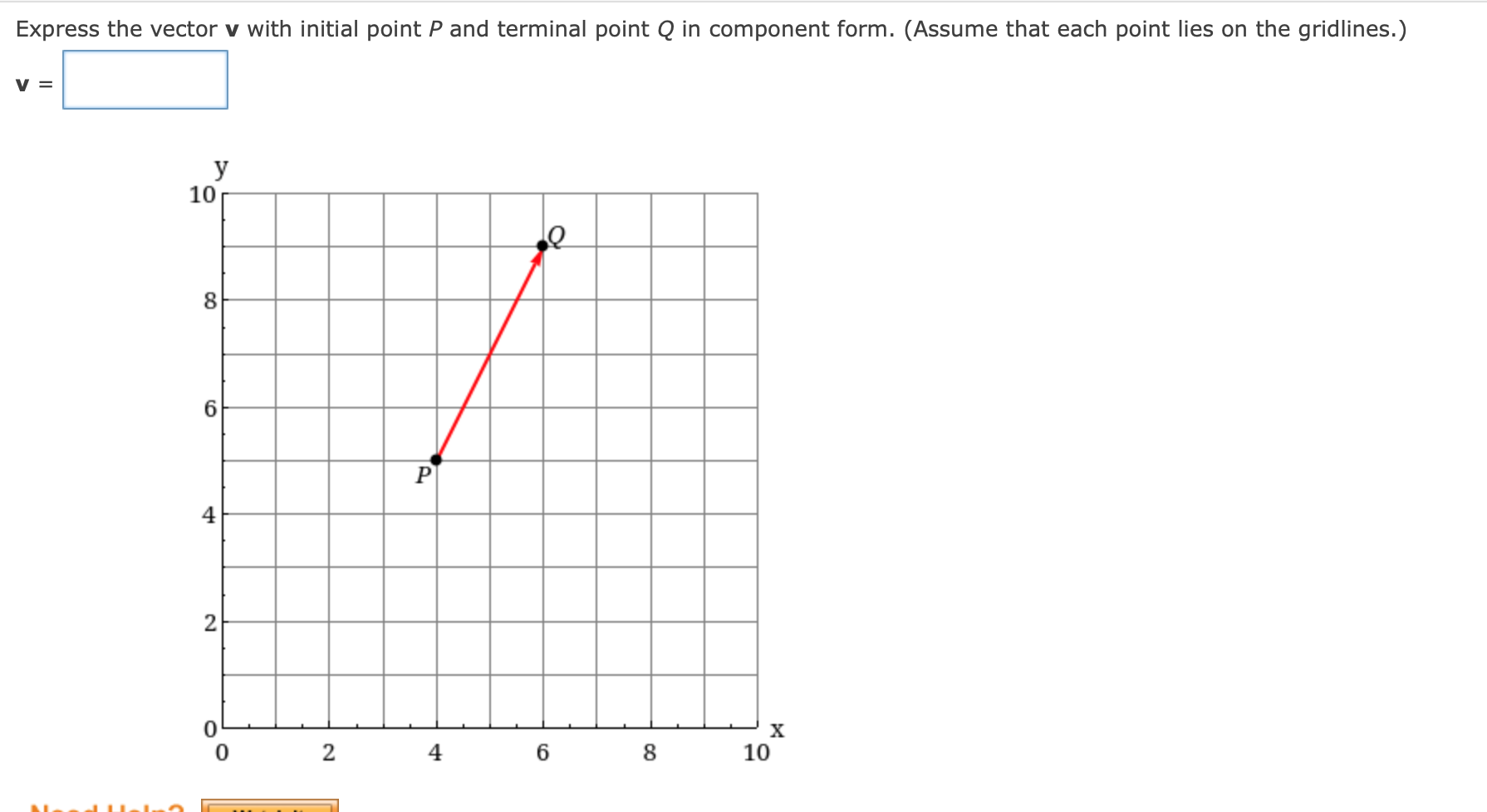 Solved Express the vector v with initial point P and | Chegg.com
