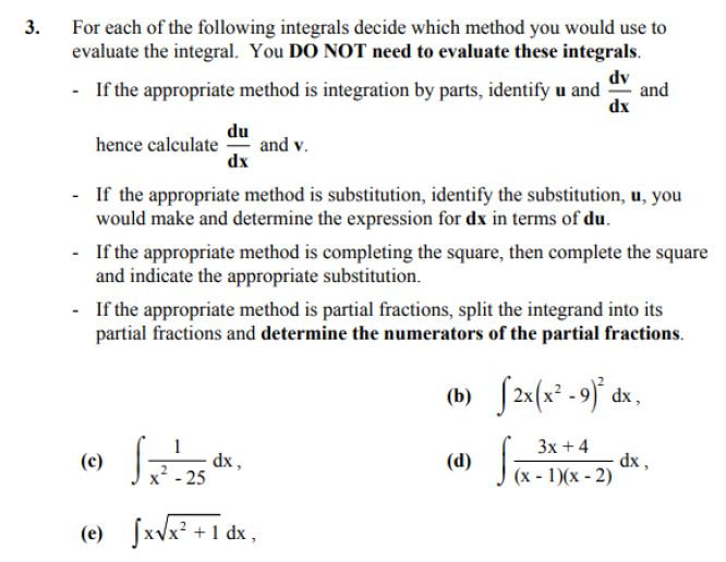 Solved 3. For each of the following integrals decide which | Chegg.com