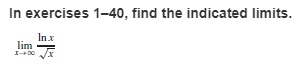 Solved In exercises 1-40, find the indicated limits. nx lim | Chegg.com
