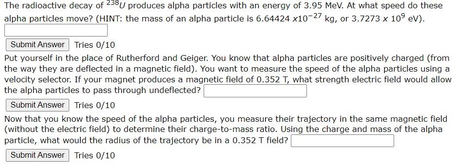 The radioactive decay of 238U produces alpha | Chegg.com
