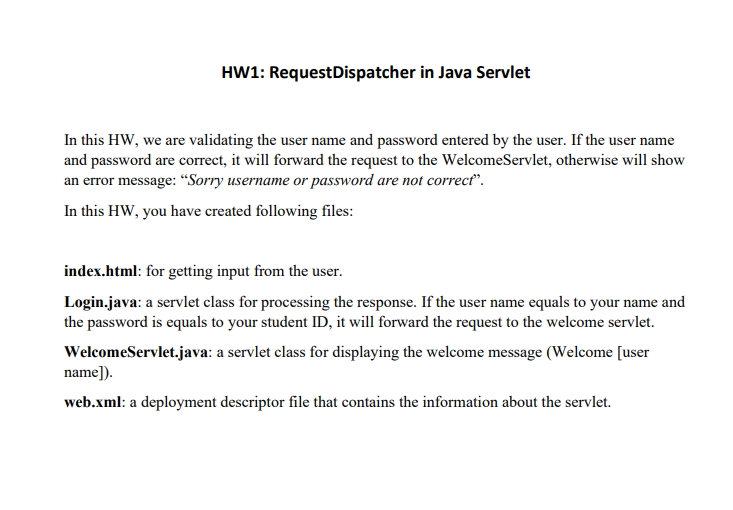 Solved HW1: RequestDispatcher in Java Servlet In this HW, we | Chegg.com