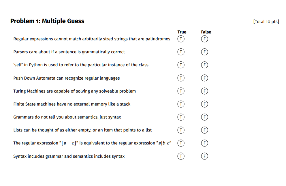 Solved True or False (and why?):- ﻿Regular expressions | Chegg.com