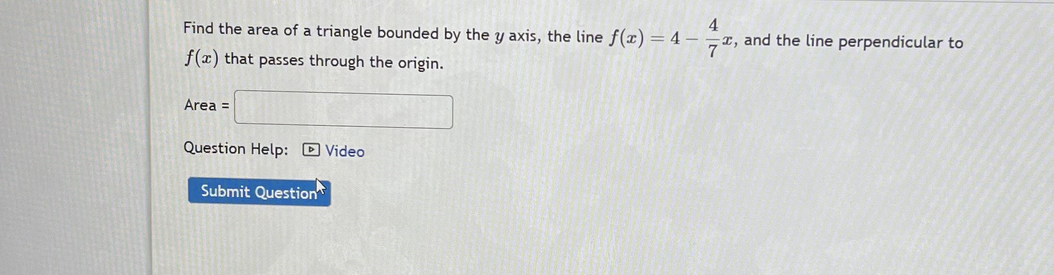 Solved Find the area of a triangle bounded by the y axis, | Chegg.com