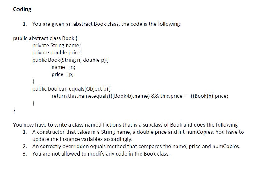 Solved Interface vs Abstract Class Abstract Class Interface | Chegg.com