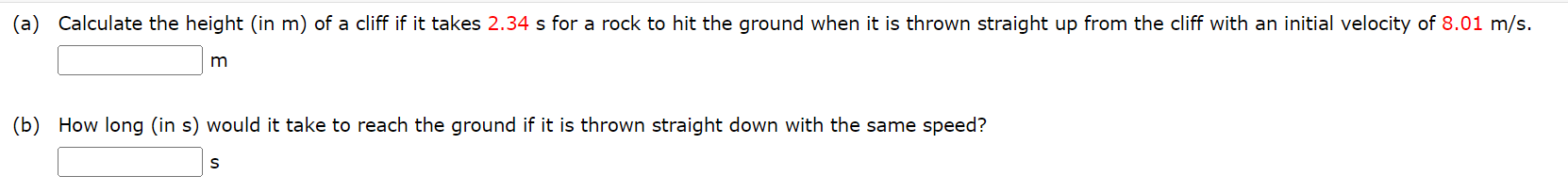 Solved (a) Calculate the height (in m ) of a cliff if it | Chegg.com