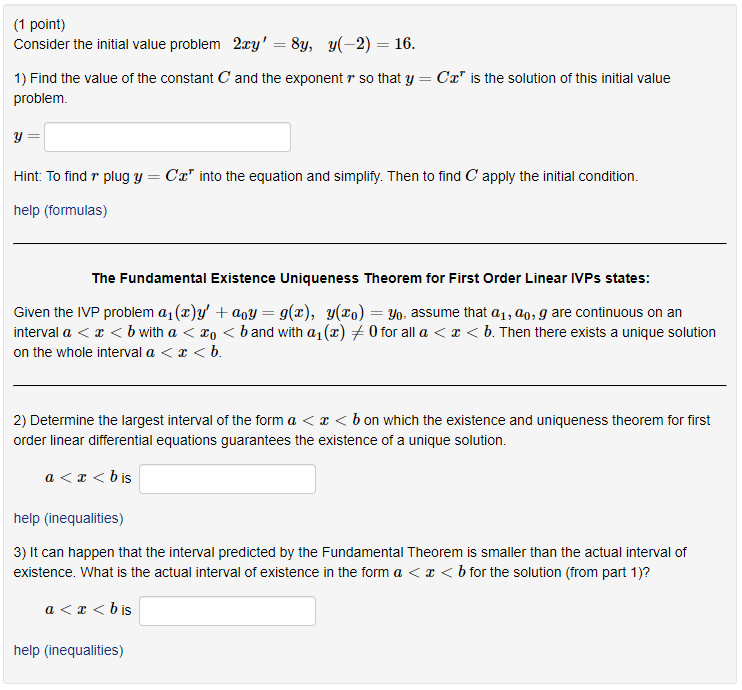 Solved Consider the initial value problem 2xy′=8y,y(−2)=16. | Chegg.com
