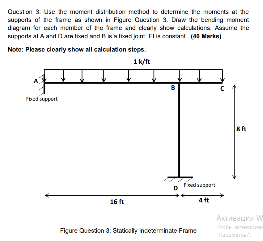 Solved Question 3: Use the moment distribution method to | Chegg.com