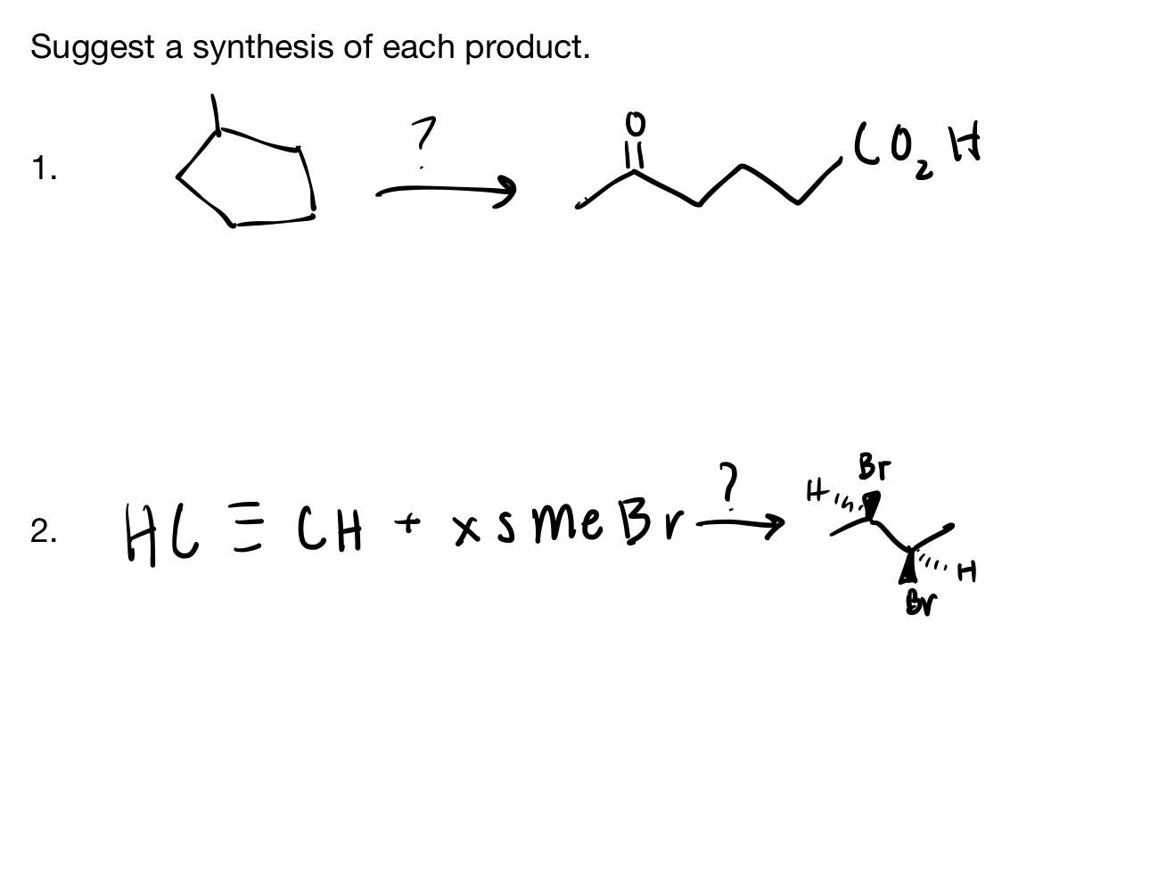 Solved Suggest a synthesis of each product. 1. \\( | Chegg.com