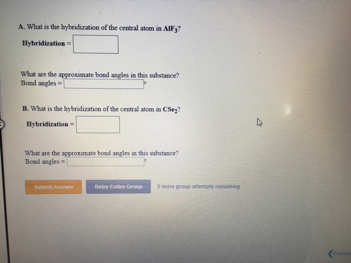 Solved A. What is the hybridization of the central atom in | Chegg.com