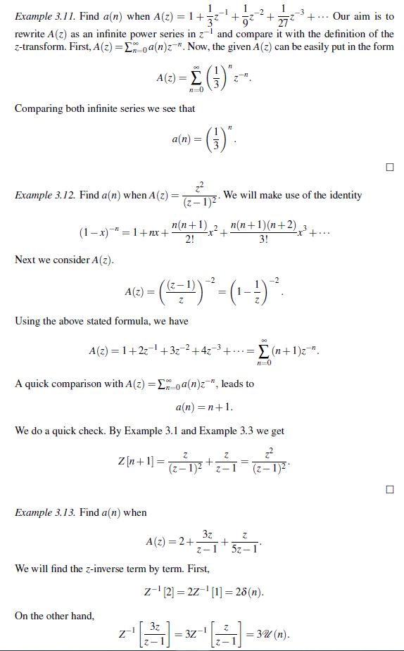 Solved Example 3.11. Find a(n) when | Chegg.com