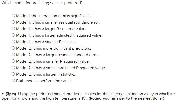 Solved Ice Cream Sales Model An owner of an ice cream stand | Chegg.com