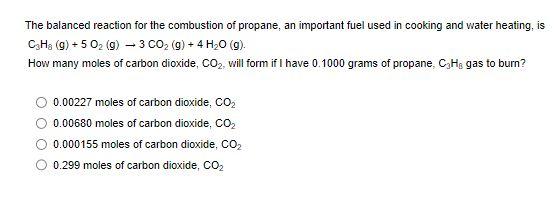 Solved The balanced reaction for the combustion of propane, | Chegg.com