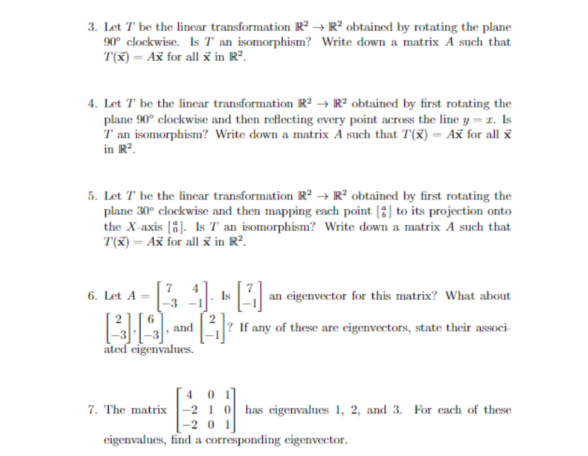 Solved 3. Let T be the linear transformation R2 + R2 | Chegg.com