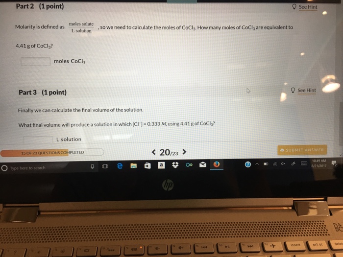Solved see Periodic Table See Hint Part 1 (1 point) A | Chegg.com