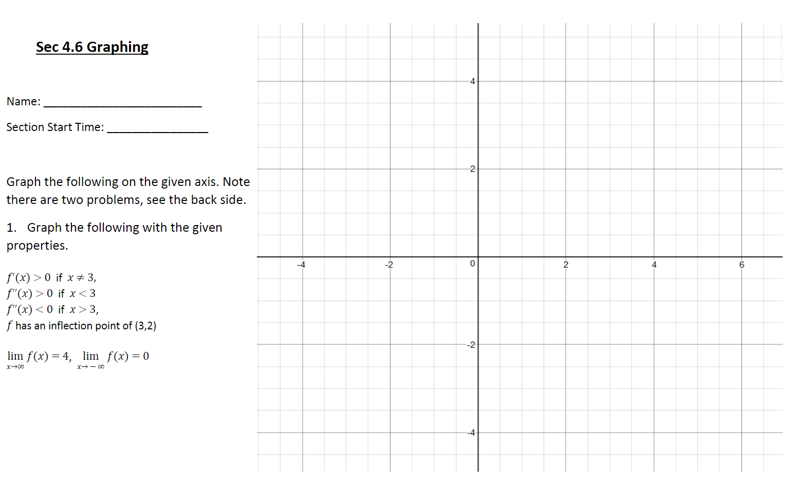 Solved Sec 4.6 Graphing 4 Name: Section Start Time: 2 Graph | Chegg.com