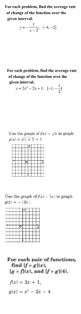 Solved For each problem, find the average rate of change of | Chegg.com