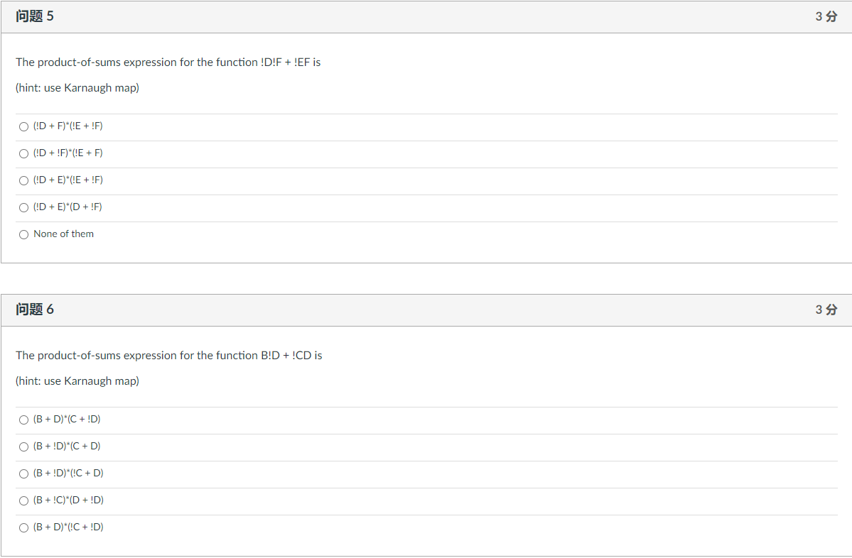 Solved The product-of-sums expression for the function !D!F | Chegg.com