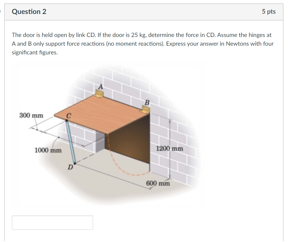 Solved Question 25 ﻿ptsThe door is held open by link CD. ﻿If | Chegg.com