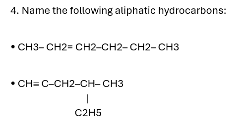 Solved Name the following aliphatic | Chegg.com