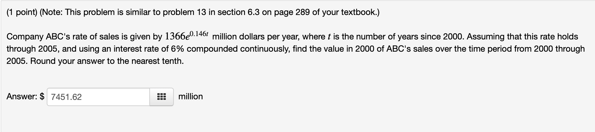 Solved (1 point) (Note: This problem is similar to problem | Chegg.com