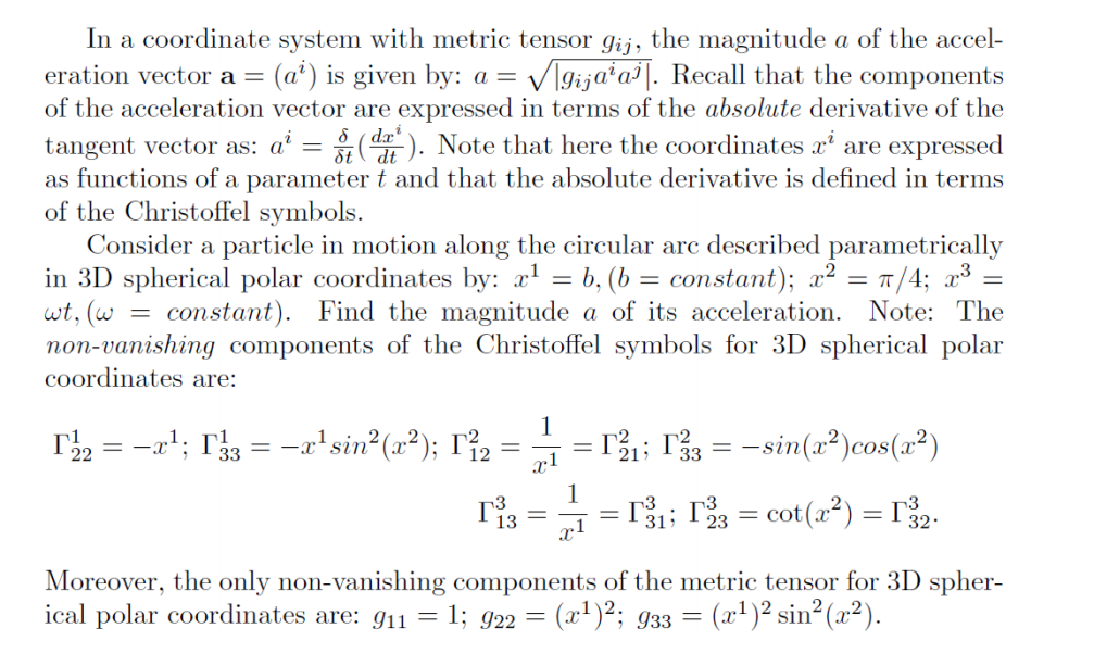 In a coordinate system with metric tensor gij, the | Chegg.com