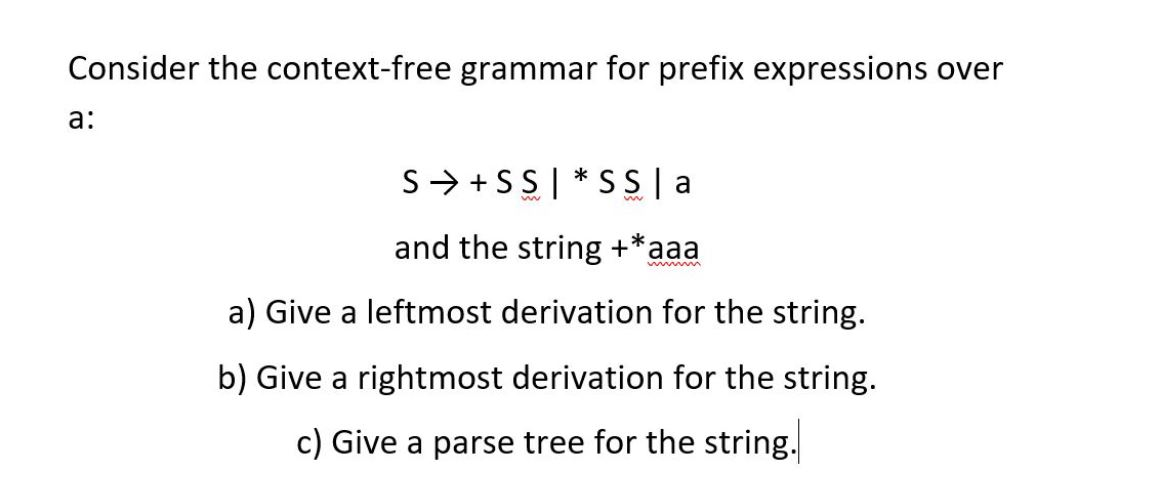 Solved Consider the context-free grammar for prefix | Chegg.com