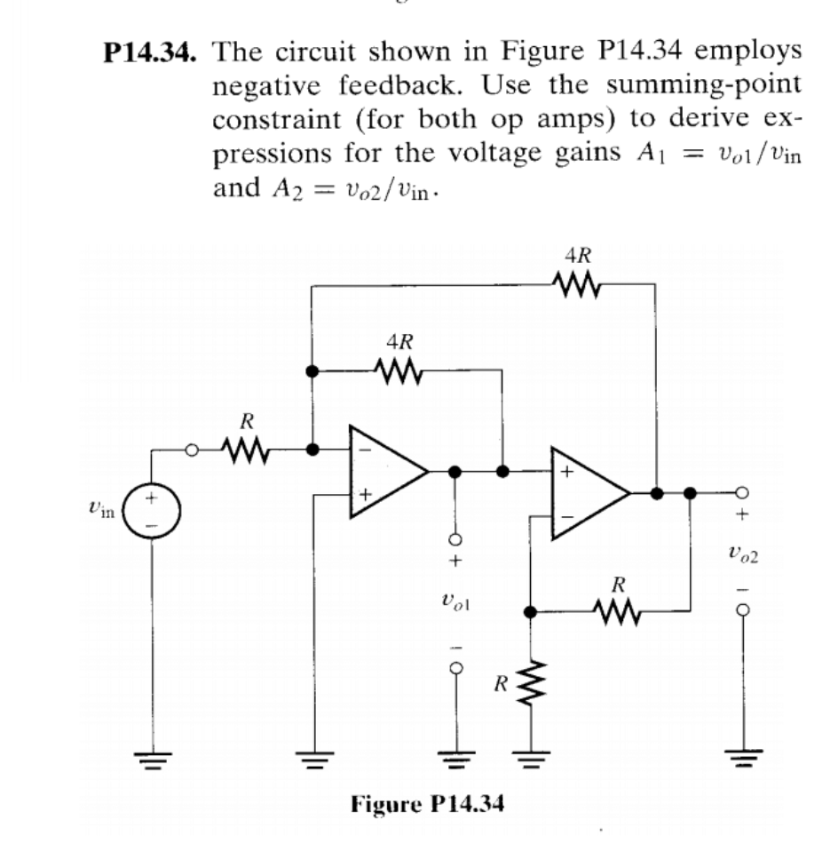 Solved P14.34. The circuit shown in Figure P14.34 employs | Chegg.com