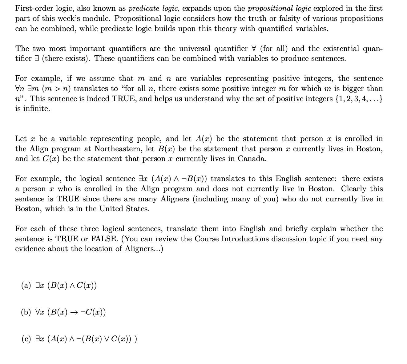 part of this week's module. Propositional logic | Chegg.com