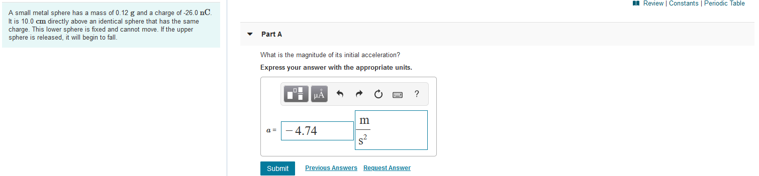 Solved 1 Review Constants Periodic Table A small metal | Chegg.com