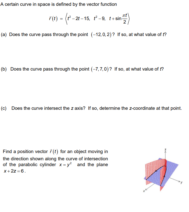 Solved A certain curve in space is defined by the vector | Chegg.com