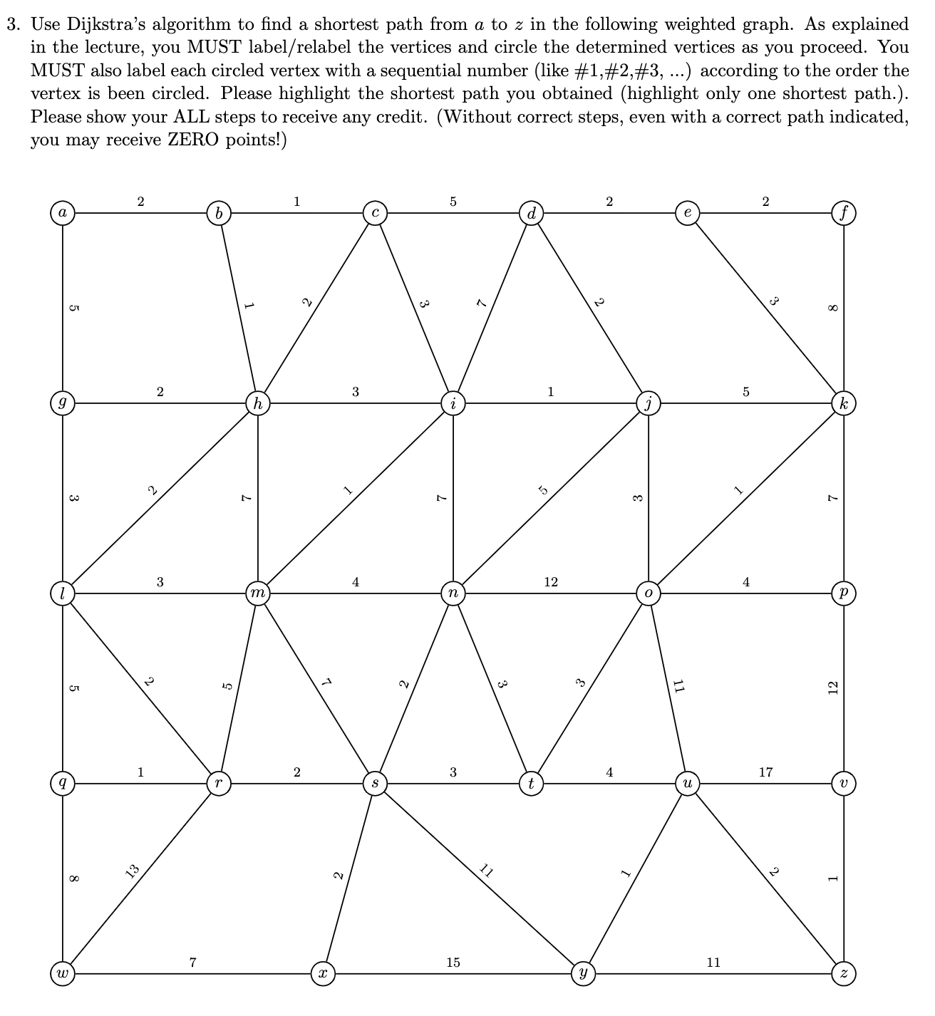 Solved Use Dijkstras Algorithm To Find A Shortest Path From 