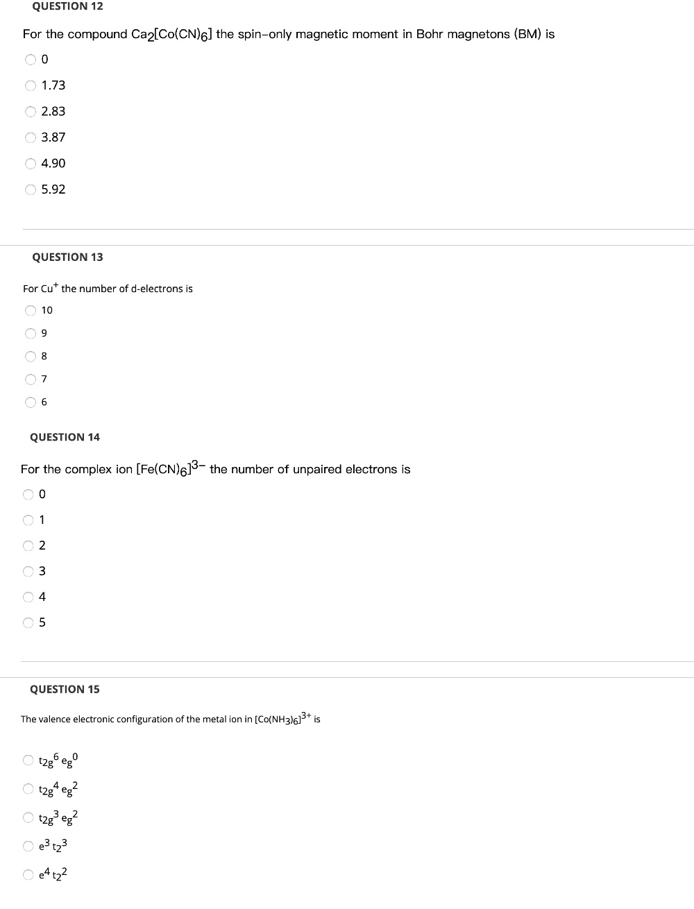 Solved The ligand field stabilisation energy (LFSE) of the | Chegg.com