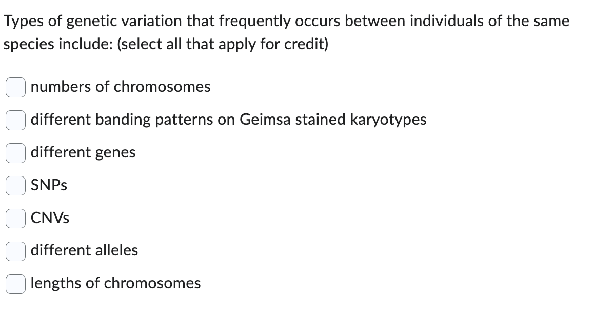 Solved Types of genetic variation that frequently occurs | Chegg.com