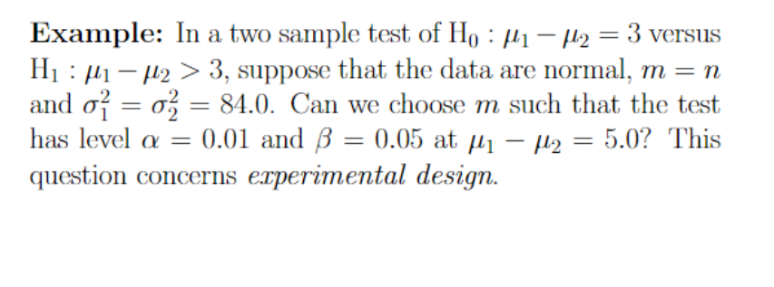 Solved Example: In a two sample test of H0:μ1−μ2=3 versus | Chegg.com