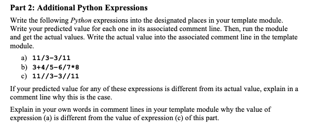 Solved Part 2 Additional Python Expressions Write The 
