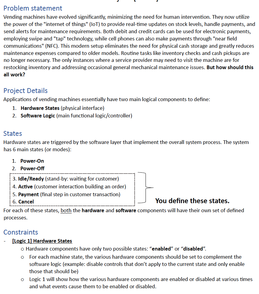 Solved Problem statement Vending machines have evolved | Chegg.com