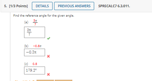 Solved 5. [1/3 Points] DETAILS PREVIOUS ANSWERS SPRECALC7 | Chegg.com