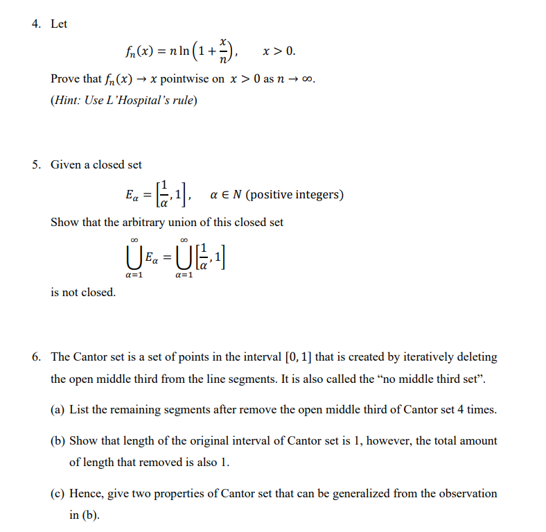Solved 4. Let fn(x) = n ln (1 + 2), x > 0. Prove that fn(x) | Chegg.com Solved 4. Let fn(x) = n ln (1 + 2), x > 0. Prove that fn(x) | Chegg.com