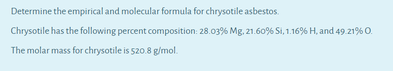Solved Determine the empirical and molecular formula for | Chegg.com
