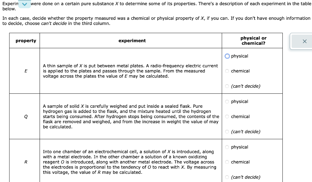 Solved Experin were done on a certain pure substance X to | Chegg.com