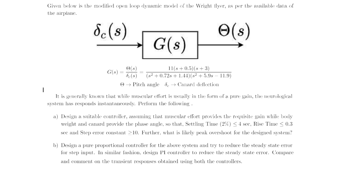 Solved Given below is the modified open loop dynamic model | Chegg.com
